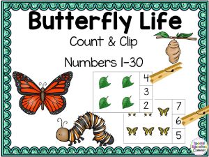 Butterfly Theme Counting Numbers 1-30 - Boom Cards