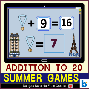 Sport Summer Games | Missing Addend - Boom Cards