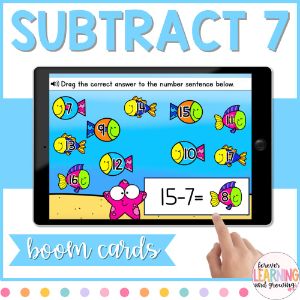 Subtracting 7 Fact Fluency Subtraction Practice - Boom Cards