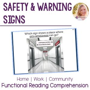 Safety & Warning Signs. Functional Reading Comprehension - Boom Cards