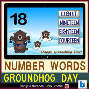 Number Words | Groundhog Day - Boom Cards