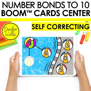 Kindergarten Number Bonds Summer Beach Ball Math Centers - Boom Cards