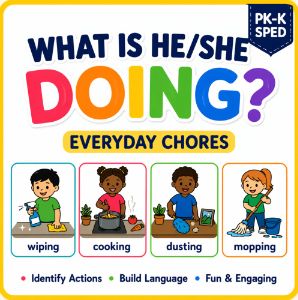Everyday Chores for PK-K SPED, Action Verbs - Boom Cards