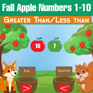 Fall Apple Numbers 1-10 | Greater Than and Less Than - Boom Cards