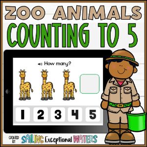 Zoo Animals Math Counting to 5 - Boom Cards