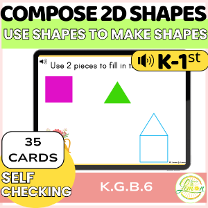 Compose 2D Shapes | Use Shapes To Make Shapes | K.G.B.6 - Boom Cards