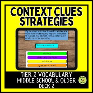 Context Clues Tier 2 Vocabulary Middle School Deck 2 - Boom Cards