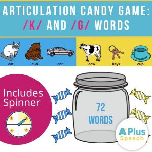 Articulation Candy Game- /k/ and /g/ words for articulation therapy ...